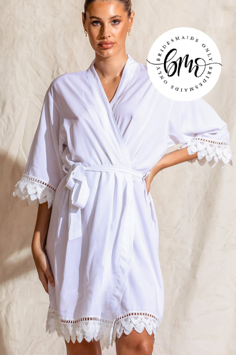 Embroidered Bridal Robe White Wedding | Bridesmaids Only
